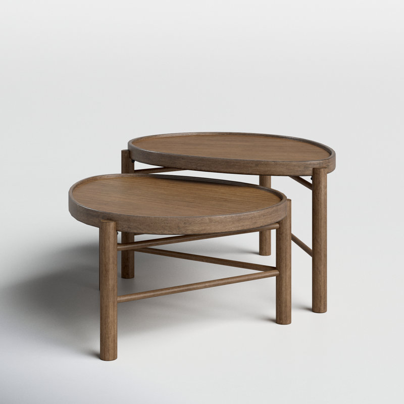 Joss & Main Sequoia Solid Wood 3 Legs 2 Nesting Coffee Table Sets | Wayfair