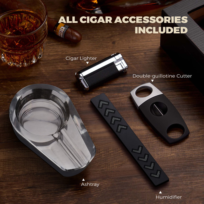 Lark Manor™ Cigar Humidor Box for 50 Cigars with Digital Hygrometer ...