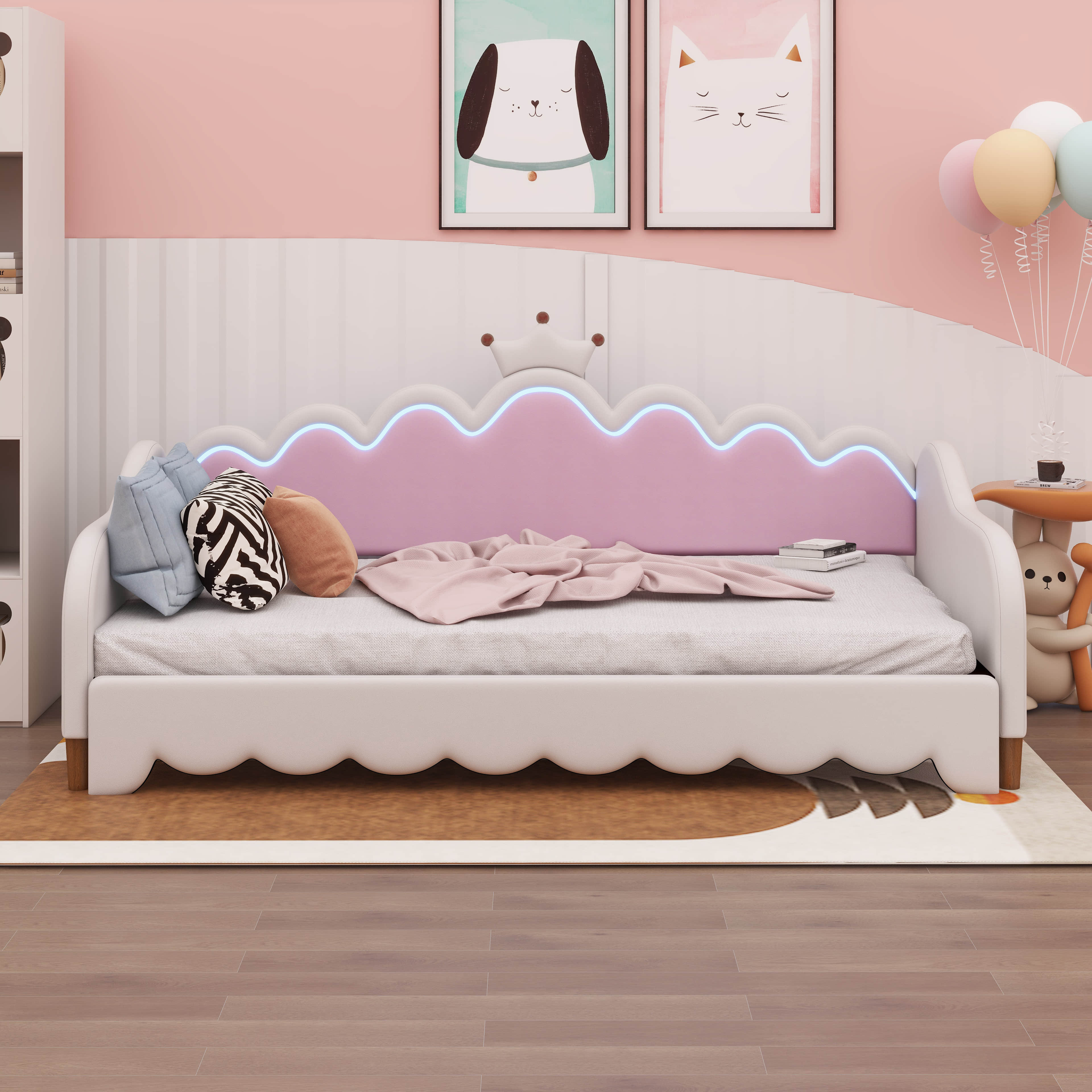 Gemma Violet Swaffham Twin Extending Modern Upholstered Princess Daybed ...