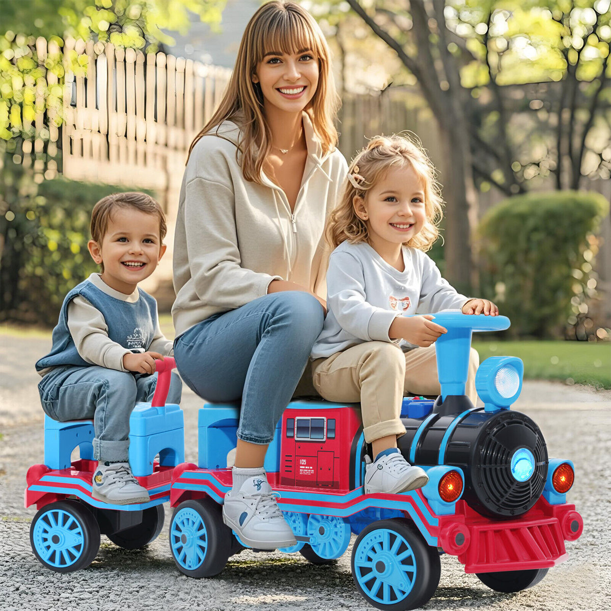 Joyldias 2 Seater 12v Kids Ride On Train With Detachable Carriage ...