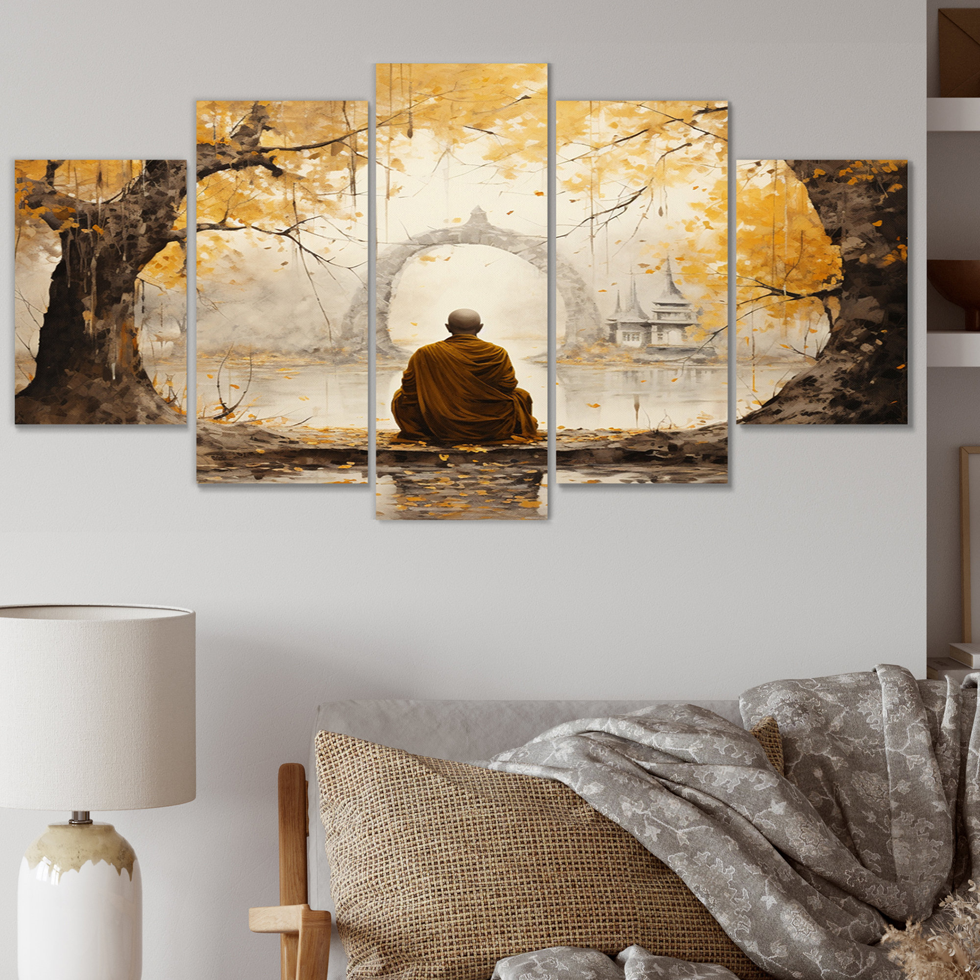 Bungalow Rose Grey And Yellow Buddhism Enlightened Path I On Canvas 5 ...