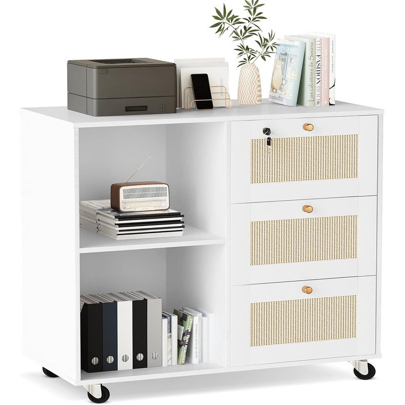 Hokku Designs Lockable Filing Cabinet with Lock,3 Drawers Office ...
