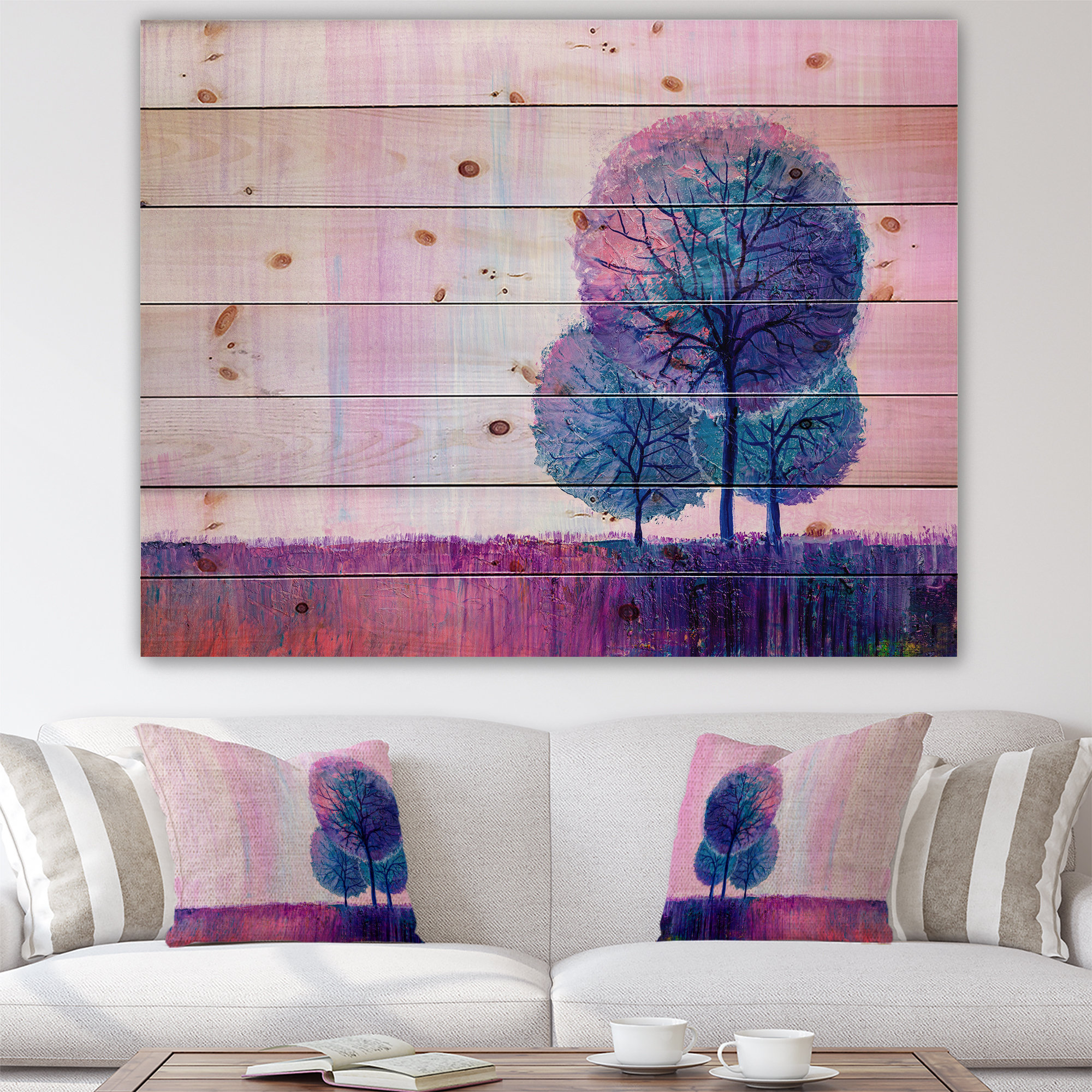 East Urban Home " Colourful Happy Trees During Sunrise V " Painting ...