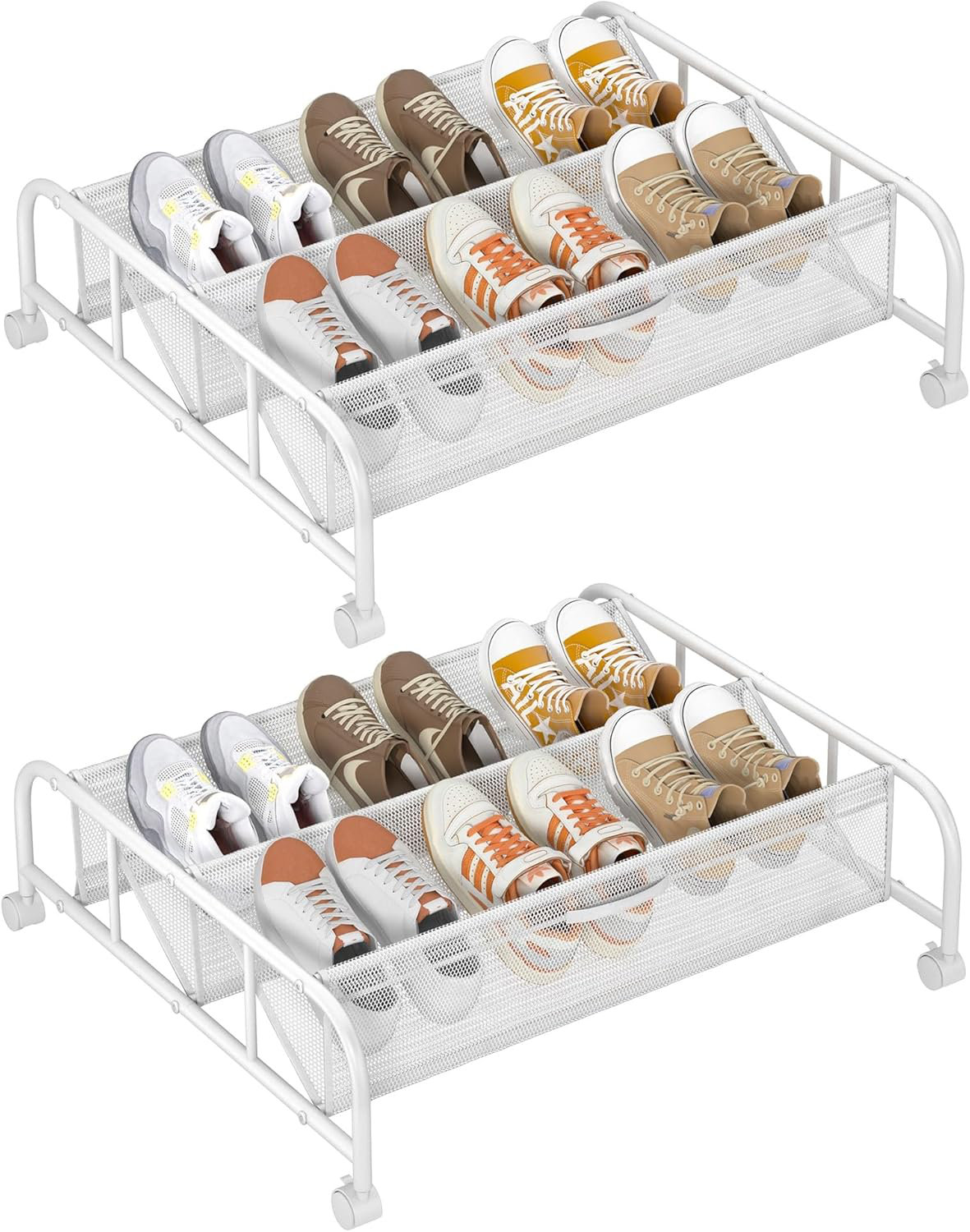 Latitude Run® 2 Tier Shoe Rack Underbed Organizer Storage Rack With ...
