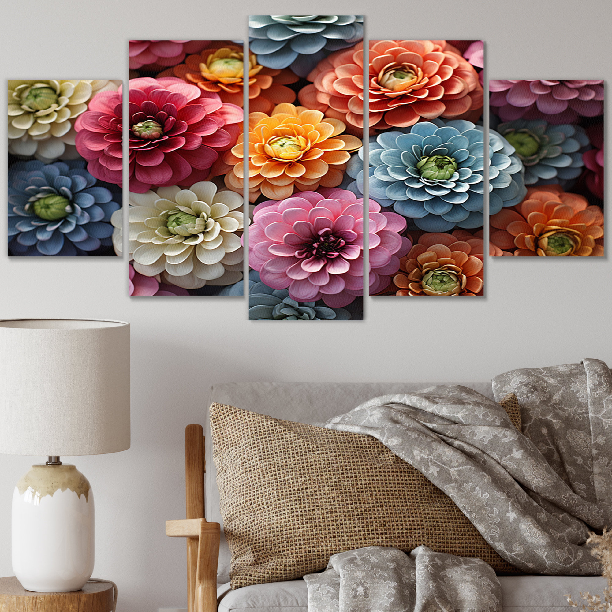 Ebern Designs Colorful Zinnias Field Vibrant Photo - Zinnias Metal Wall ...