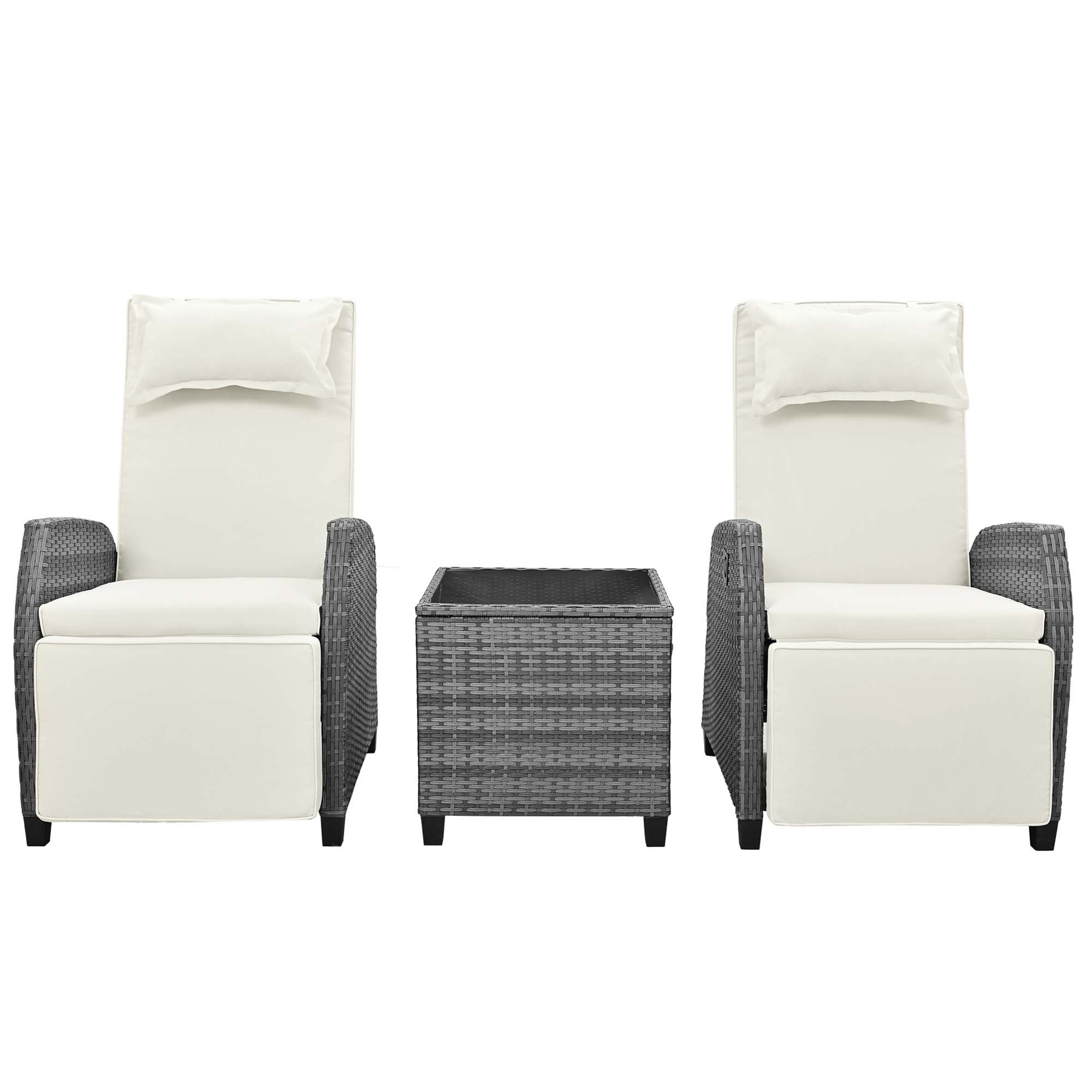 Winston Porter 2-Piece Adjustable Outdoor Rattan Conversation Set, HDPE ...