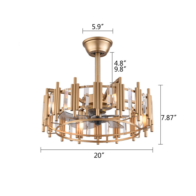 Mercer41 20" Aavyn 5 - Blade Caged Ceiling Fan with Remote Control and ...