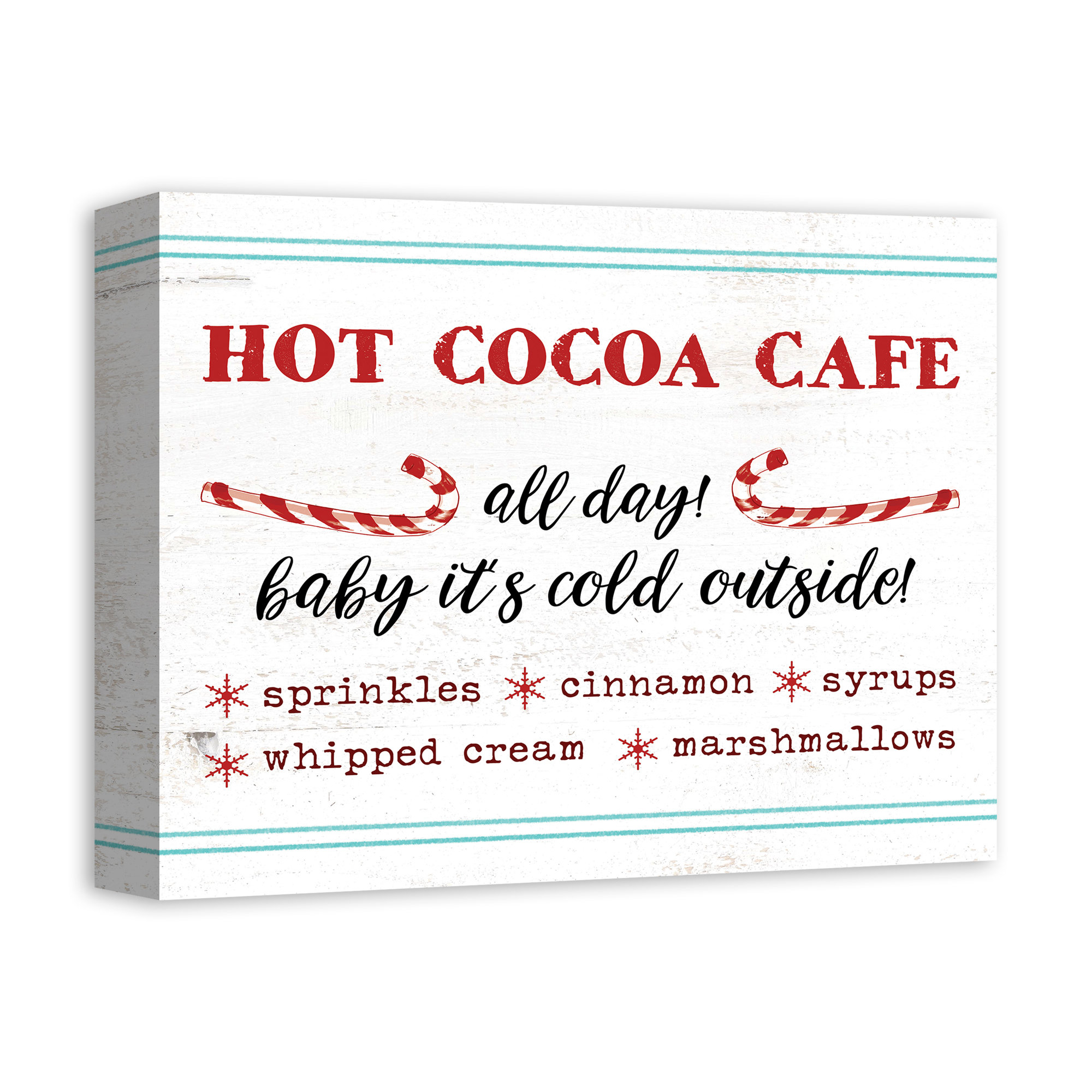 The Holiday Aisle® Hot Cocoa Cafe - Wrapped Canvas Textual Art | Wayfair