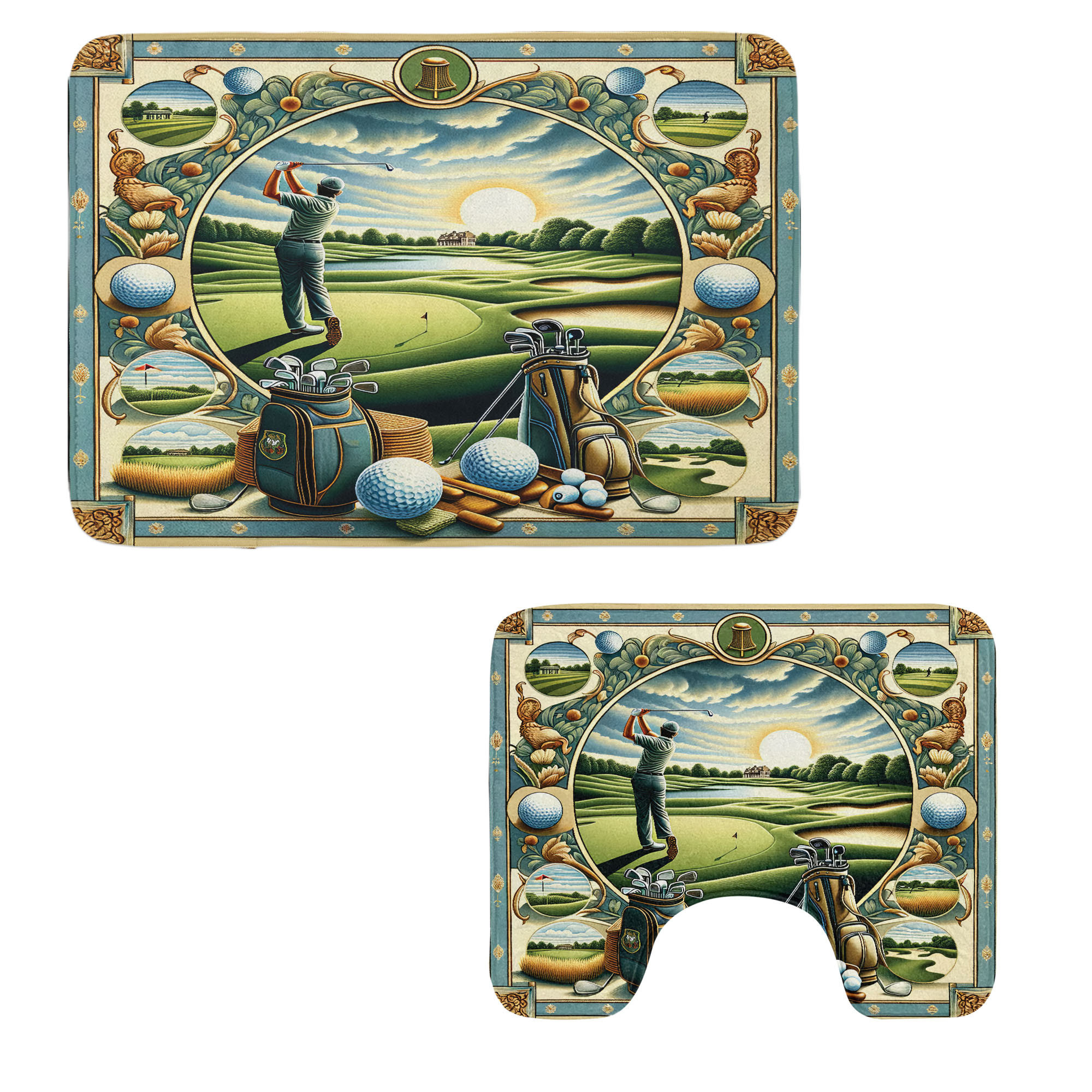East Urban Home Golf Themed Bathroom Rug Set 2 Pieces Rectangle ...