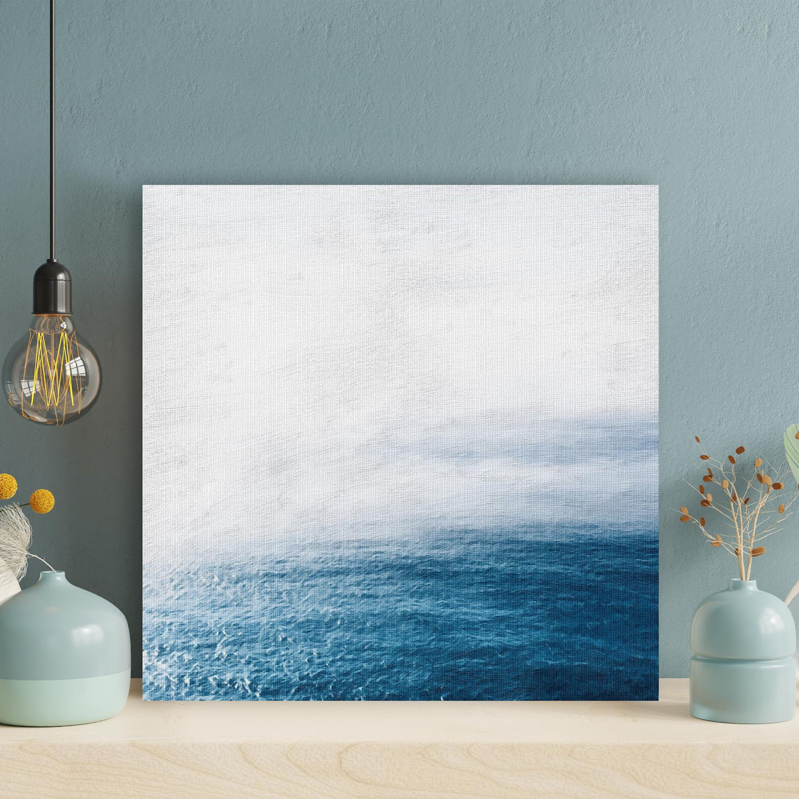 Highland Dunes Blue Calm Ocean - 1 Piece Square Graphic Art Print On ...