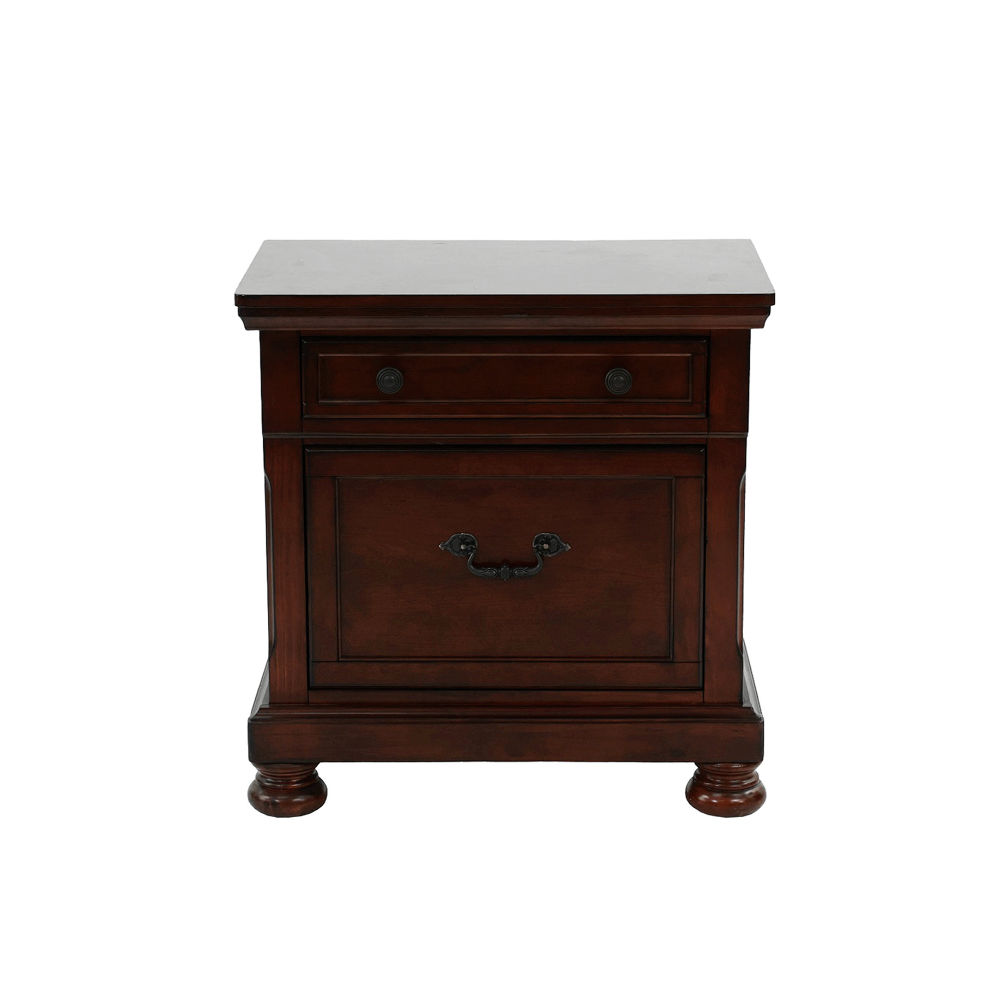 Canora Grey Rubber Wood 2 Drawers Nightstand In Antique Cherry Finish ...