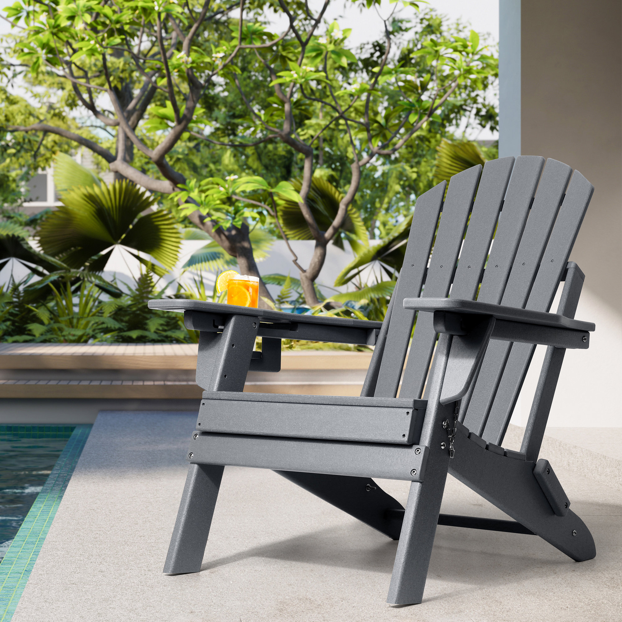 Highland Dunes Unicoi Plastic Folding Adirondack Chair with Adjustable ...