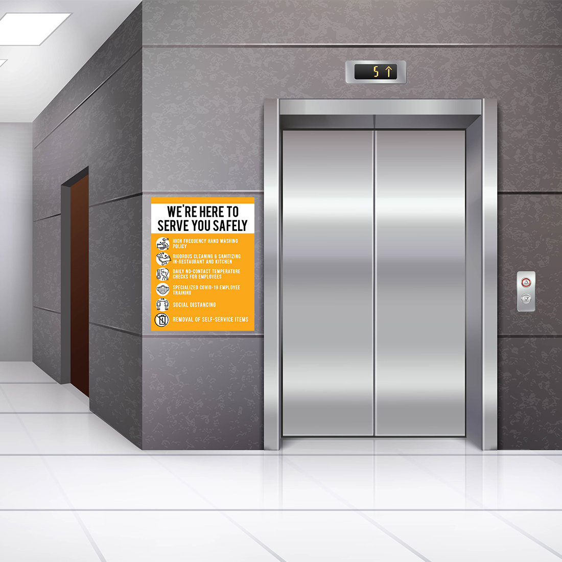 Koyal Wholesale We're Here to Serve You Safely Business Sign | Wayfair