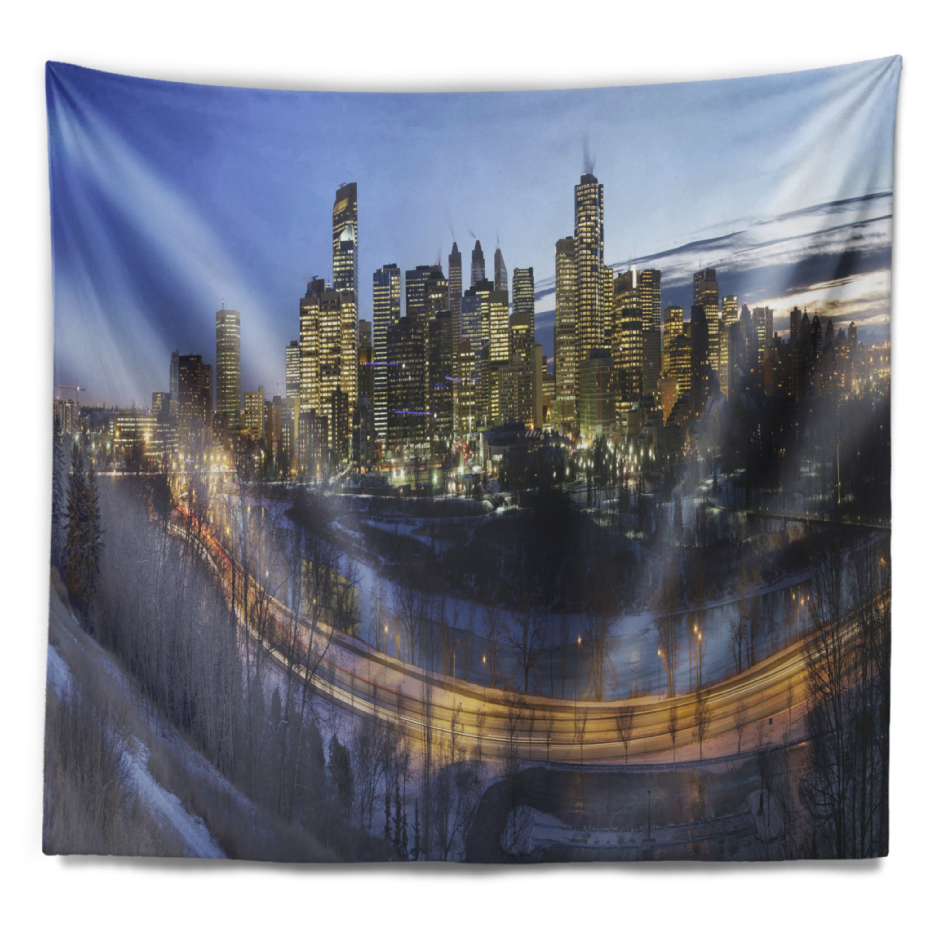 East Urban Home Cityscape Photo Downtown Calgary Tapestry | Wayfair