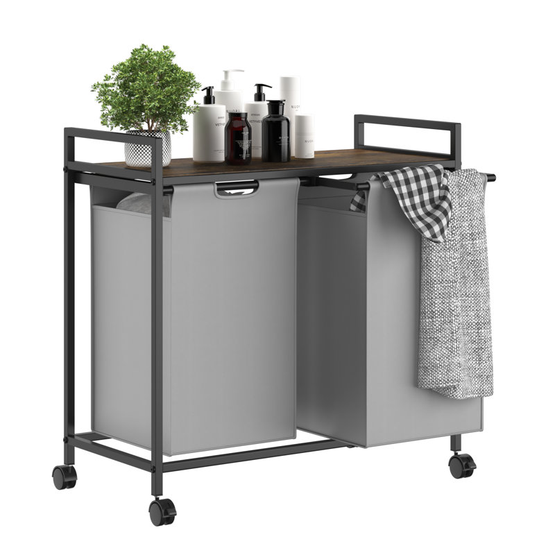 17 Stories Rolling Laundry Hamper And Waste Basket Set with Handles ...