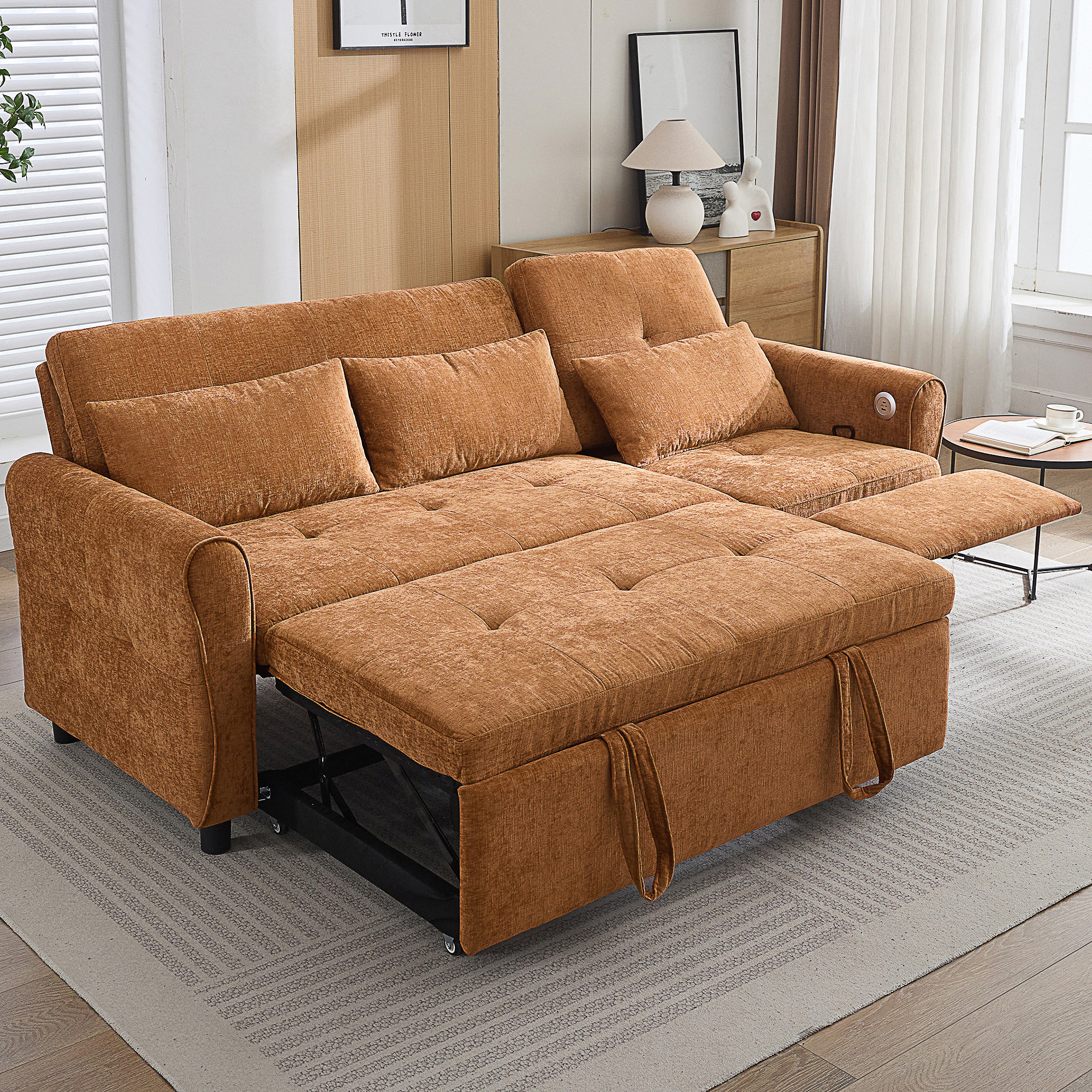 Latitude Run® 2-In-1 Sofa 82" Three-Seater Sofa With A Sofa Bed And A ...