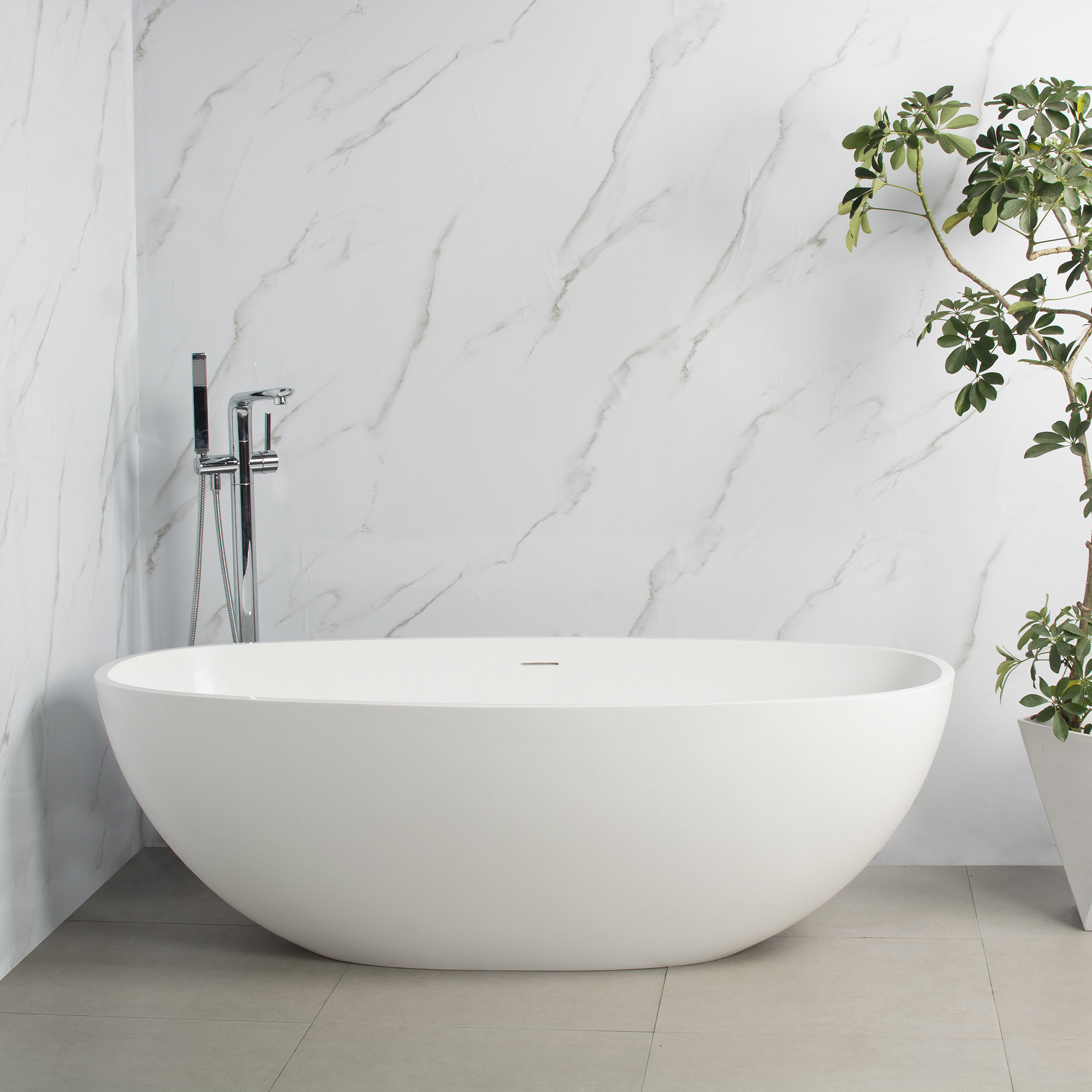 Lumioca Cora 65'' X 29'' Freestanding Soaking Stone Resin Bathtub | Wayfair