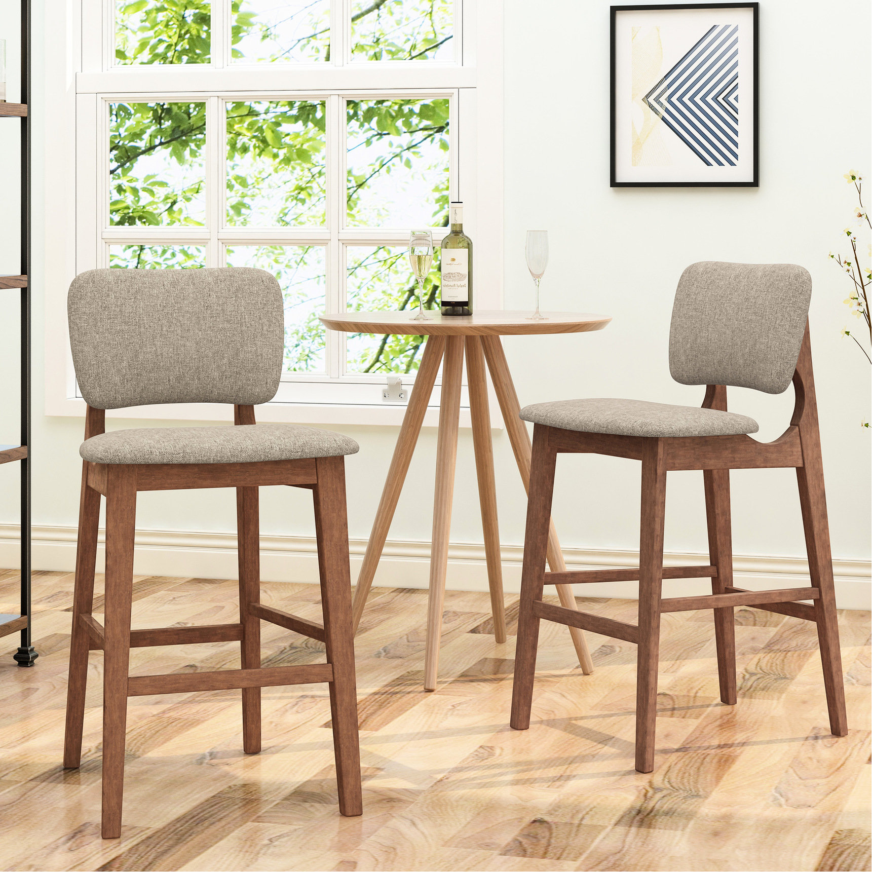 Corrigan Studio® Of 2 Mid-century Modern Chairs - Beige Fabric Seat And ...
