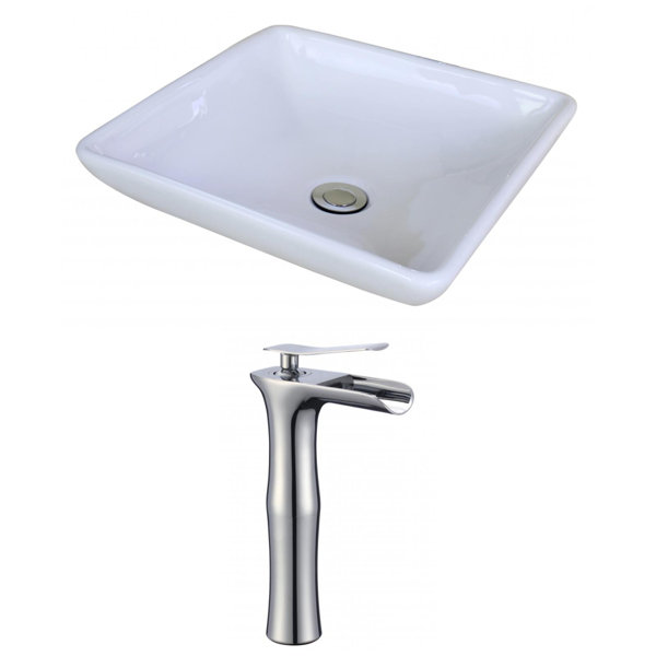Plumbing N Parts Lavabo de salle de bain vasque carré en céramique ...
