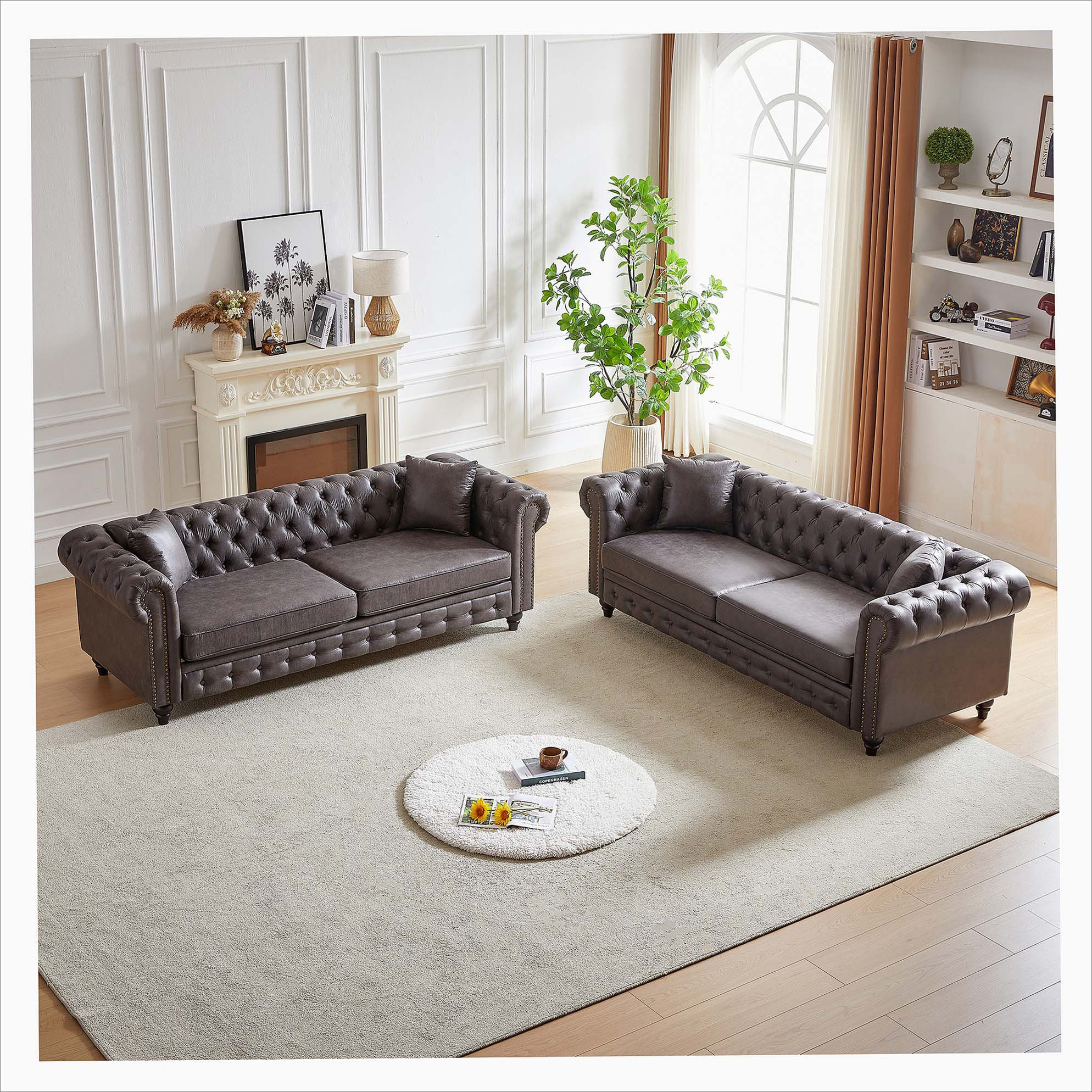 Canora Grey Canapé 3 places + 3 sièges avec canapé en bois massif et ...