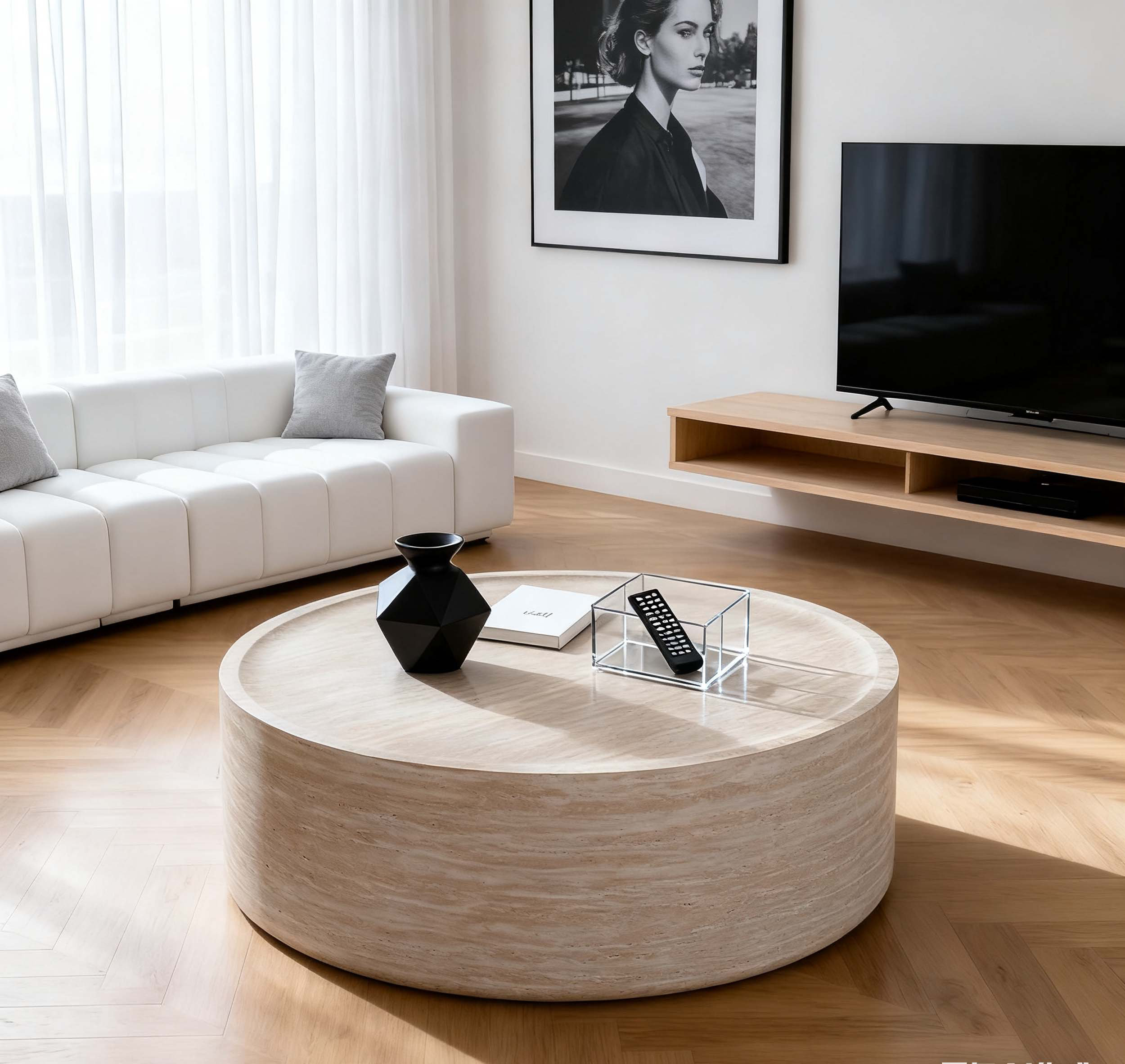 Latitude Run® Stylish Round Coffee Table with Mars Pattern for Modern ...