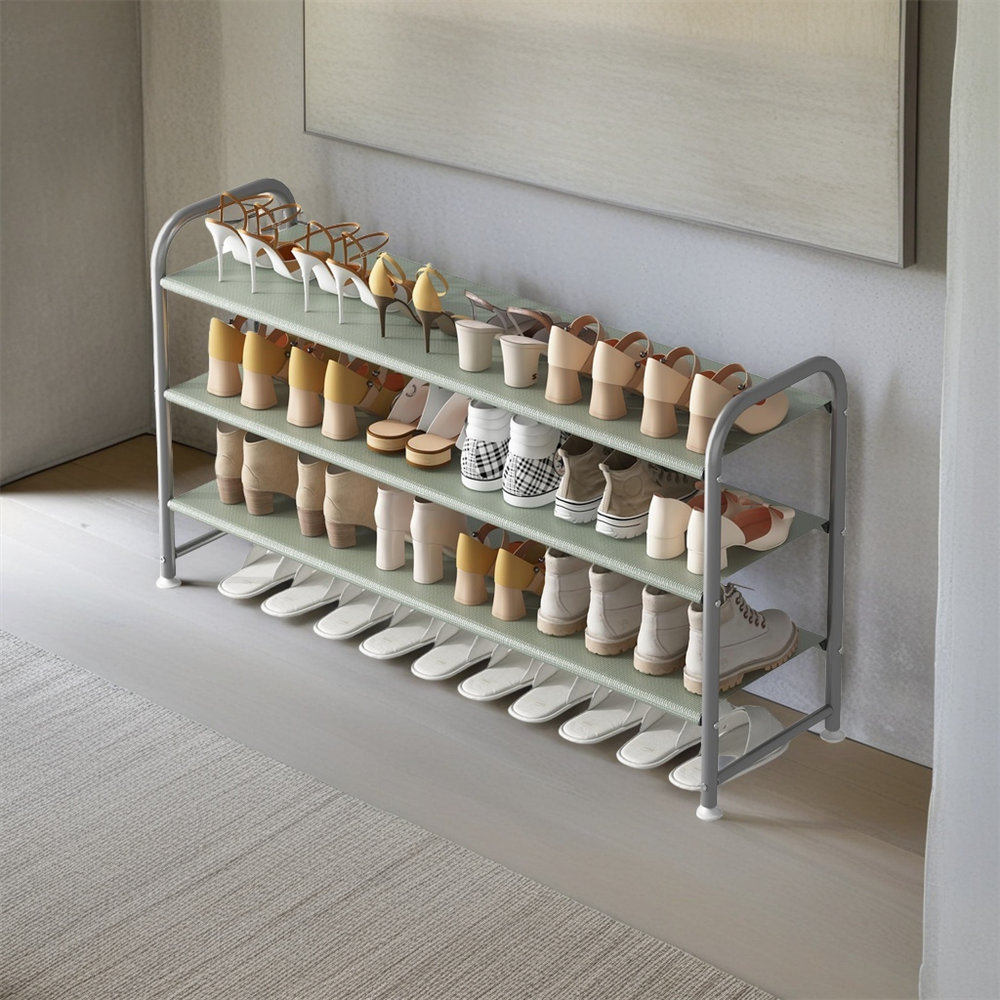 Rebrilliant 3-Layer Shoe Rack With Long Storage Shelf, Wardrobe ...