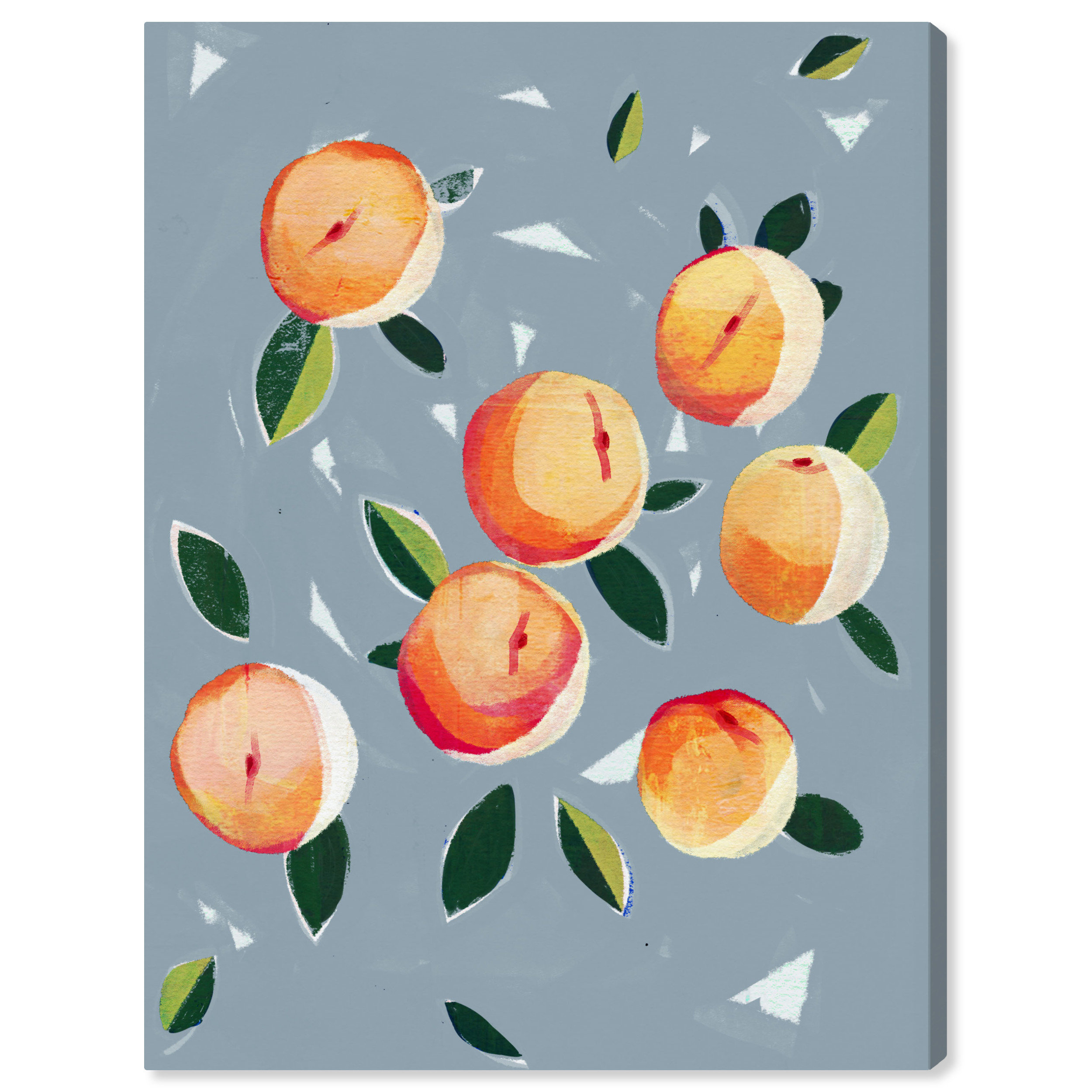 Oliver Gal Prints Dusty Blue Peaches - Graphic Art on Canvas | Wayfair