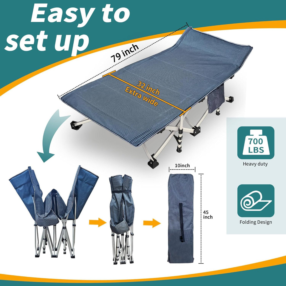zhejiangyoumanuoguangdiangufenyouxiangongsi 32" Wide Camping Cot with ...