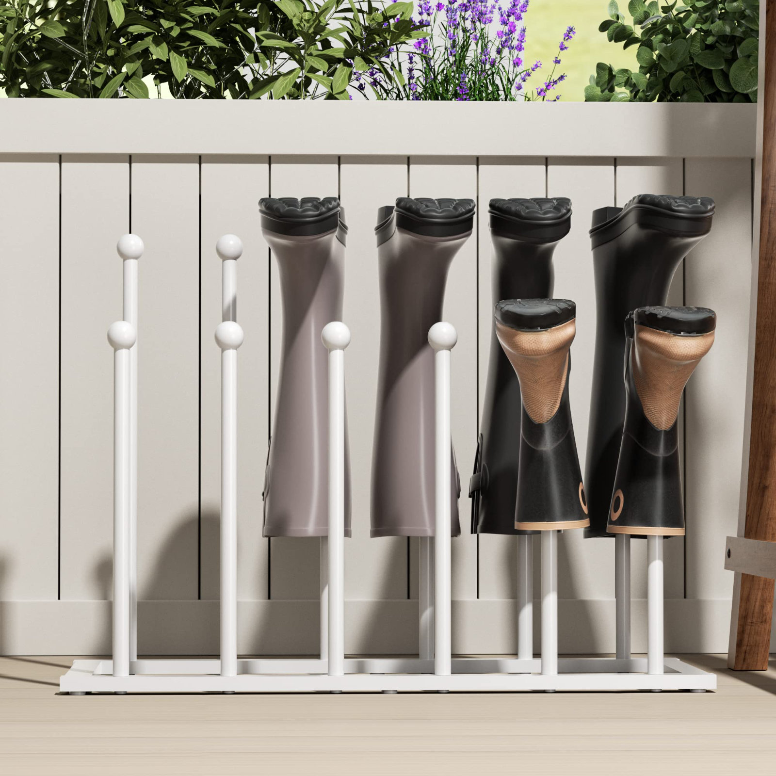 Latitude Run® Free Standing Shoe Racks - White Metal Boot Rack | Wayfair