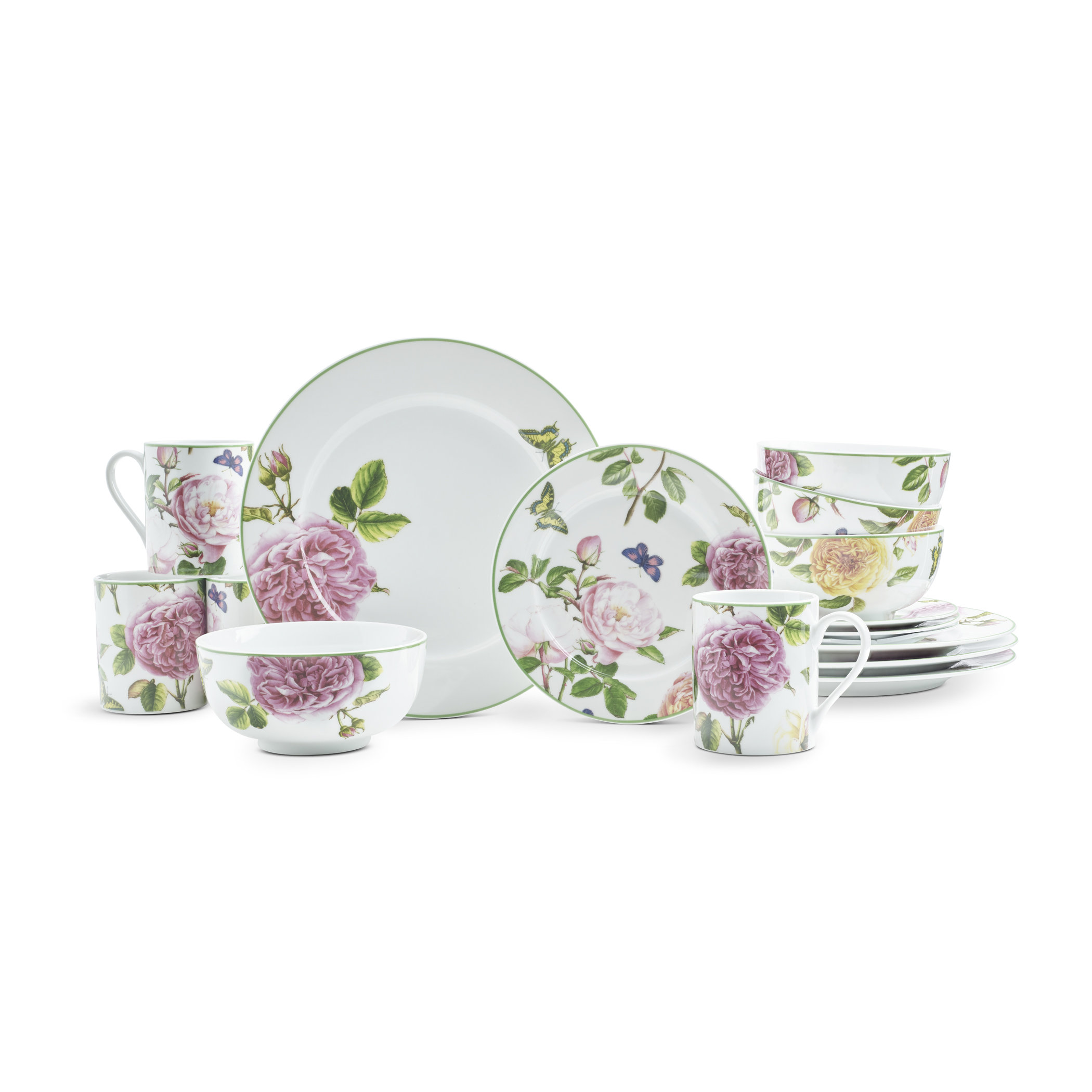 Spode Botanic Garden Terrace Roses 16 Piece Dinnerware Set, Service for ...