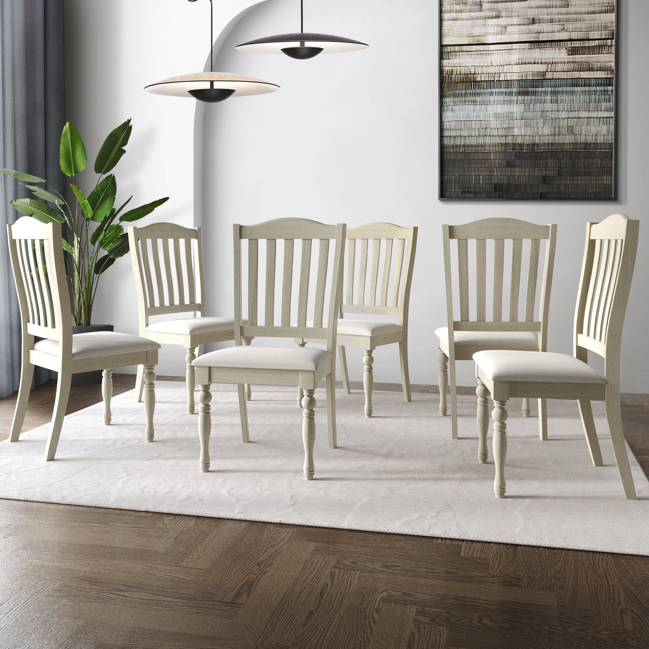 Ophelia & Co. Azhani Linen Slat Back Side Chair & Reviews | Wayfair