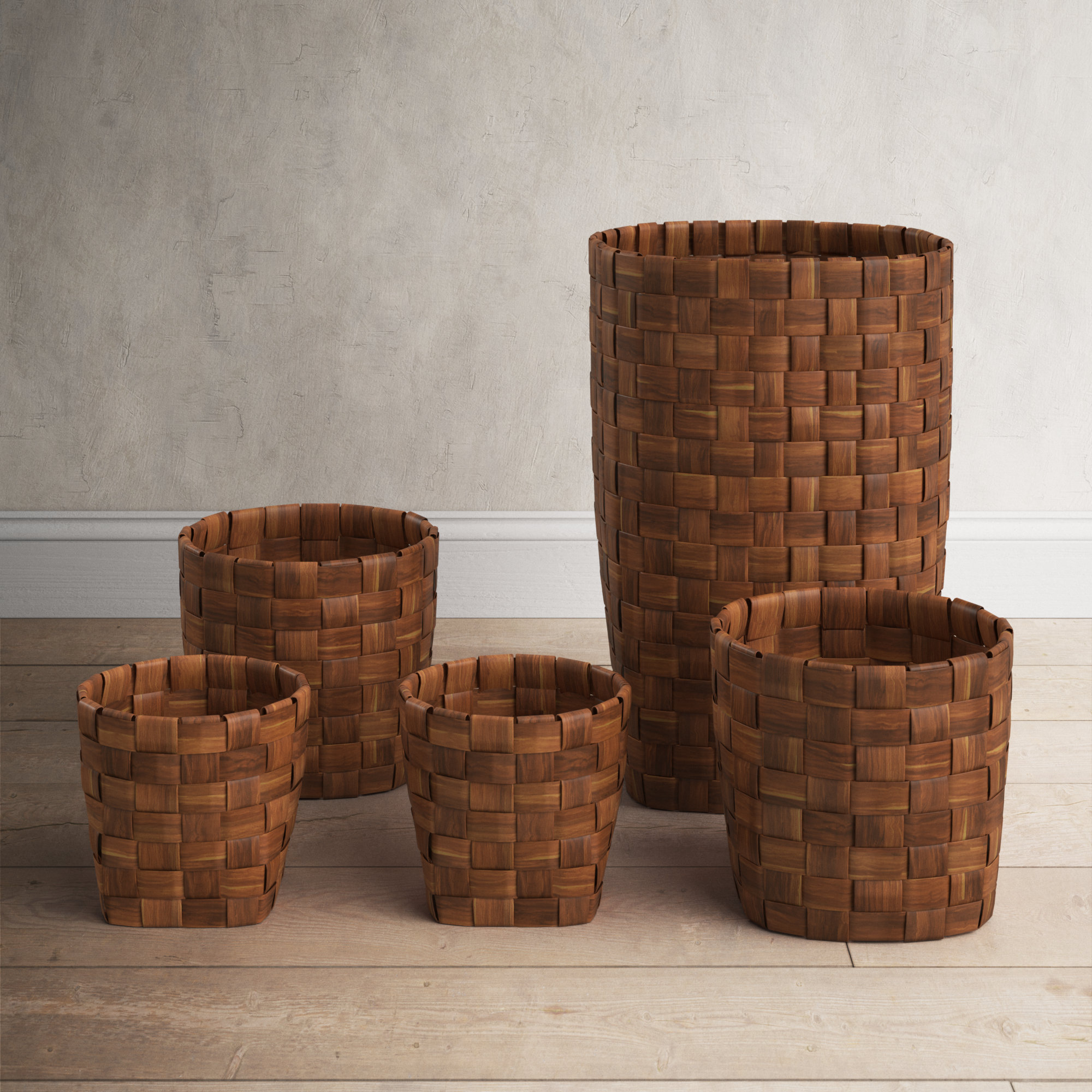 Birch Lane™ Saison 5 Piece Manufacture Wood Basket Set | Wayfair