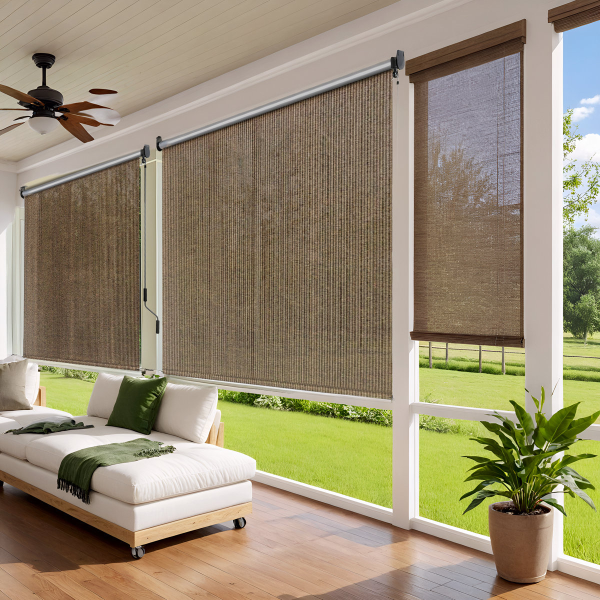 Pirecart Outdoor Roller Sun Shade 8' X 8', Hdpe Shade Cloth, Aluminum ...