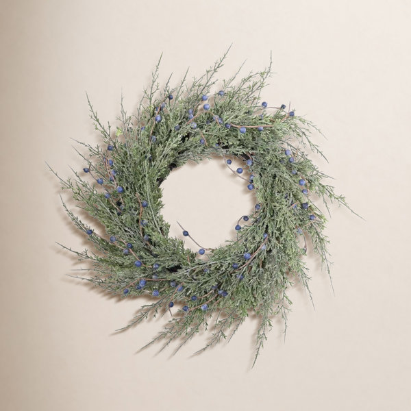 Primrue 24" Artificial Winter Christmas Cypress Berry Wreath For Front ...