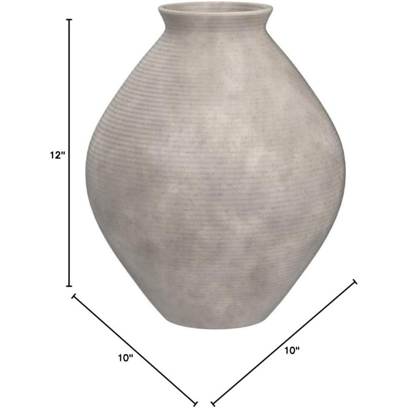 Gracie Oaks Hannela 12" Modern Distressed Polyresin Vase, Antique Tan ...