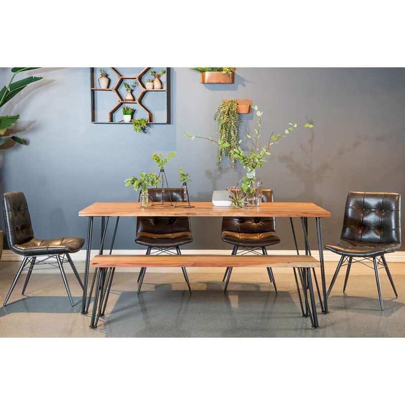 Millwood Pines Artilus Solid Wood Dining Bench in Brown and Black | Wayfair