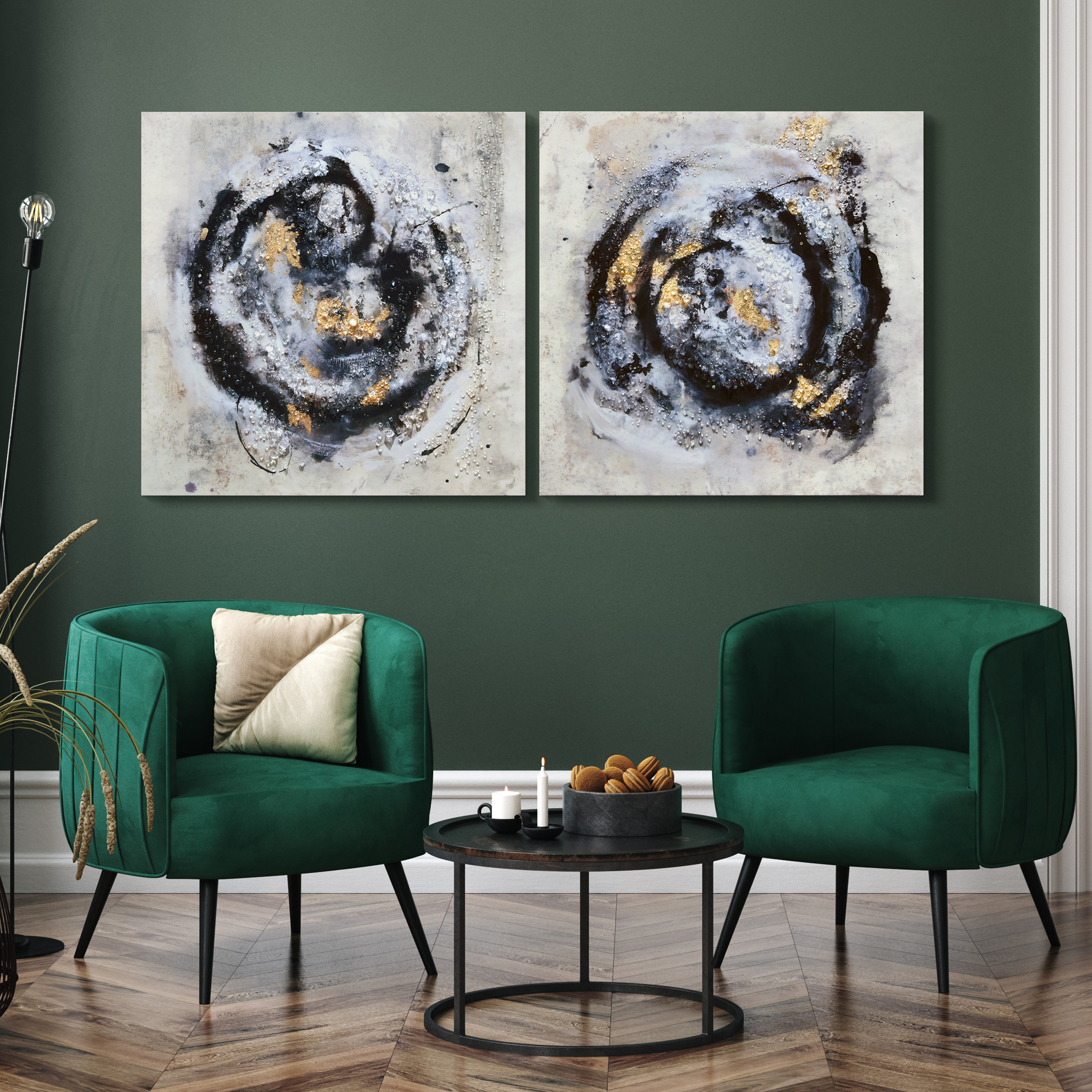 Everly Quinn "Cosmic Swirl I & II" Abstract Canvas Wall Art with Heavy ...