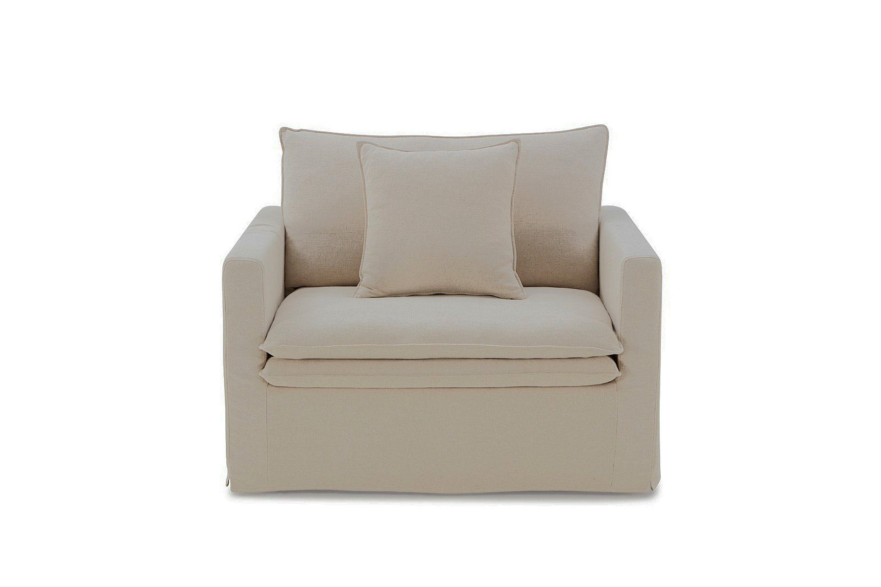 Hokku Designs 1P Chair Taupe Finish Narrow Arms Wooden Legs Welt Trim ...