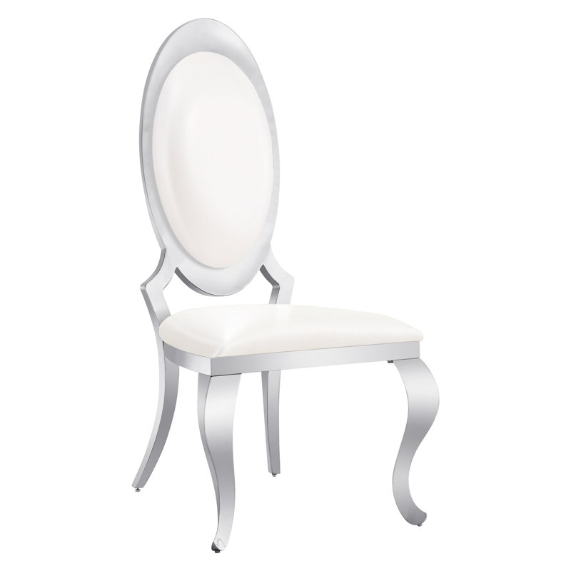 Rosdorf Park Ieso Stainless Steel Parsons Chair in White | Wayfair