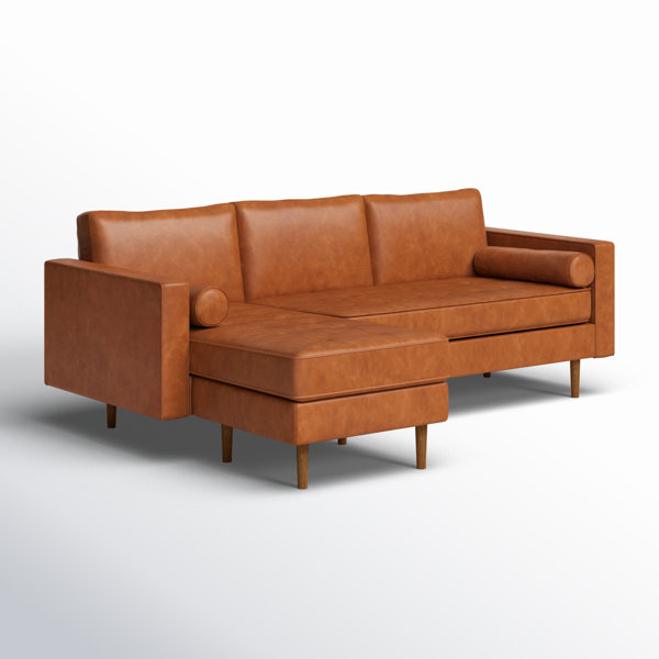 AllModern Geo 84" Wide Vegan Leather Reversible Modular Sofa & Chaise ...