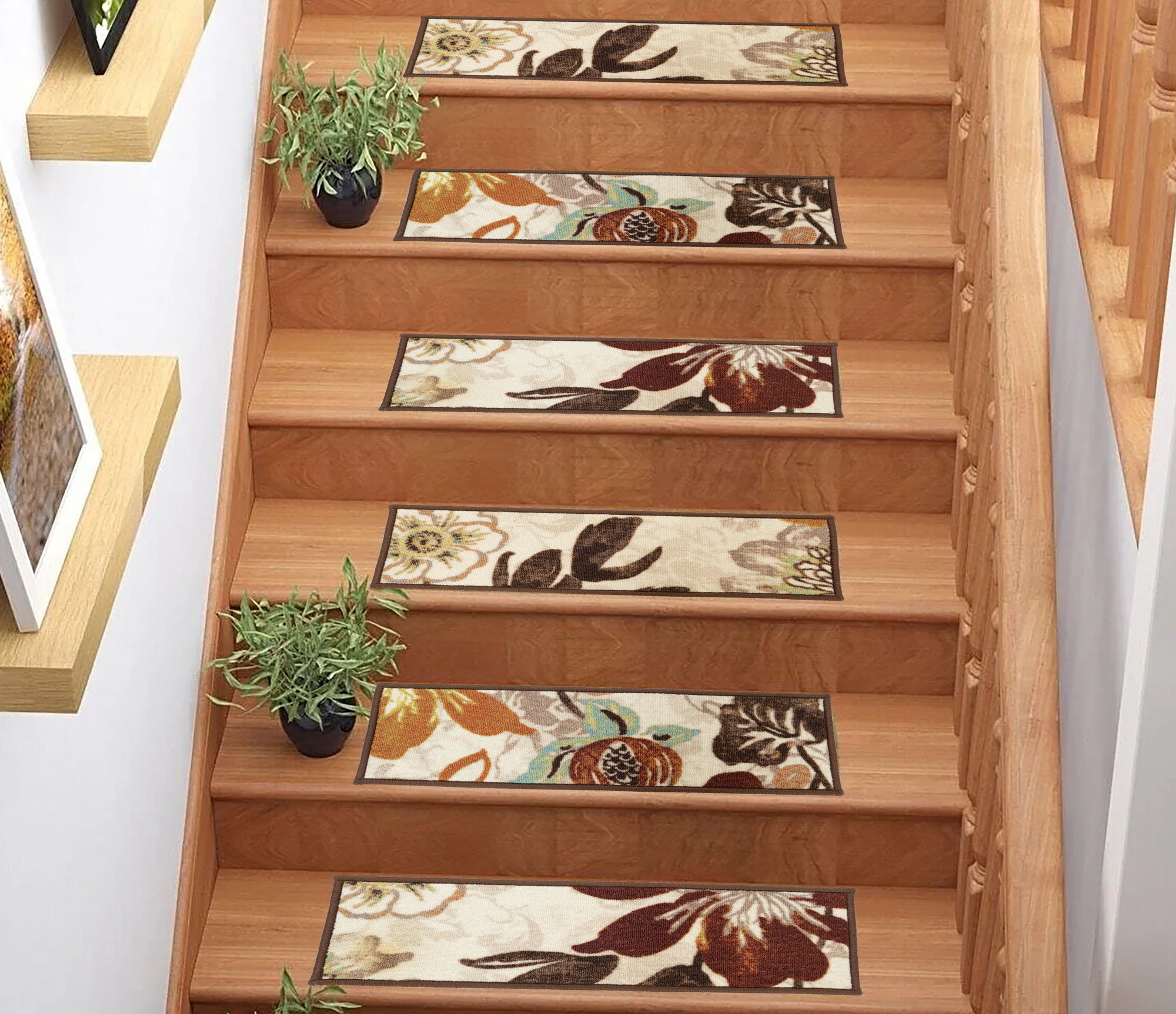 Purhome Custom Size Slip Resistant Machine Washable Flower Beige Low ...