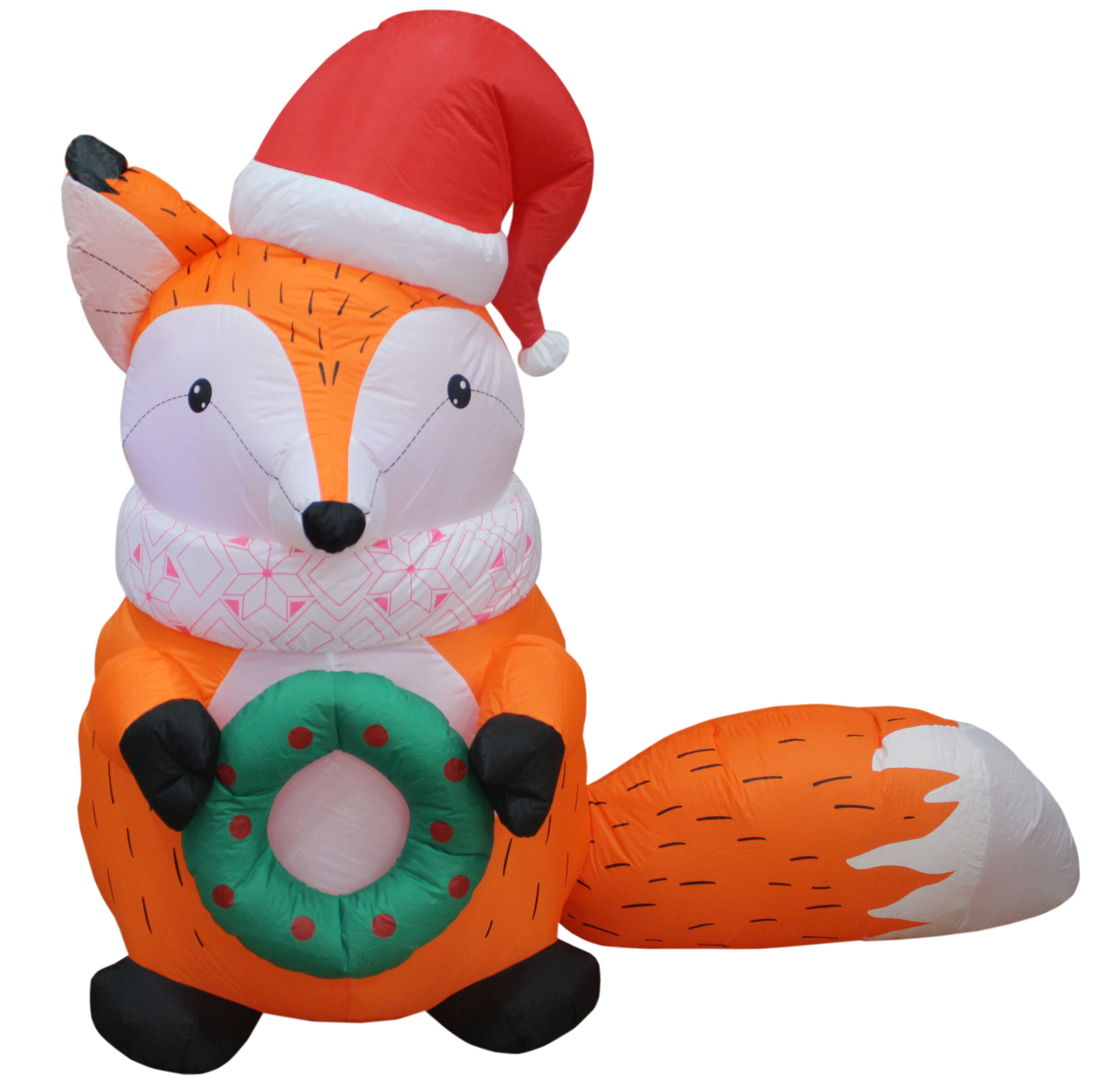 The Holiday Aisle® 5 Foot Tall Lighted Christmas Inflatable Fox with ...