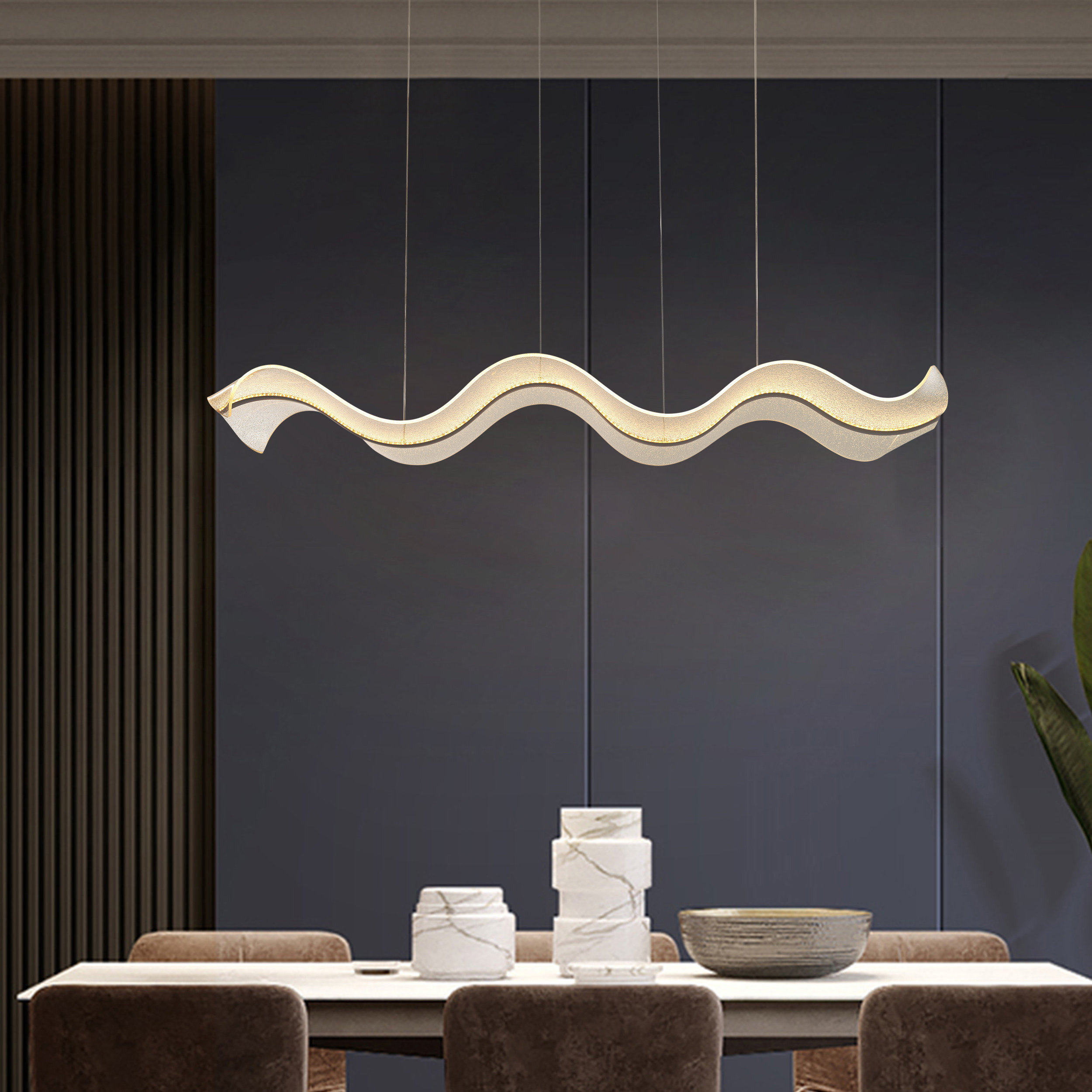 Mercer41 3000K LED Gold Modern Linear Pendant Light Fixture | Wayfair