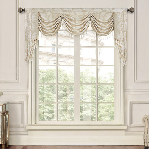 TOPLUXE Damask Window Valance in Beige | Wayfair