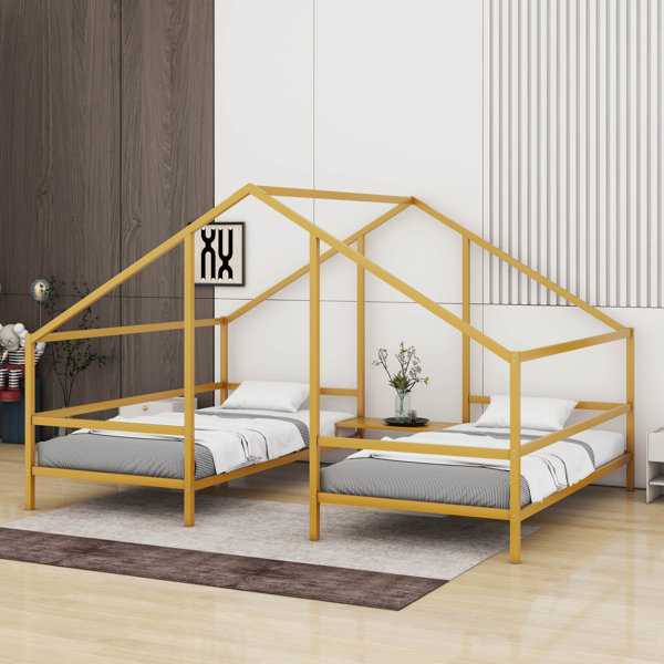 Harper Orchard Adashia Metal Double Twin Size Triangular House Beds ...