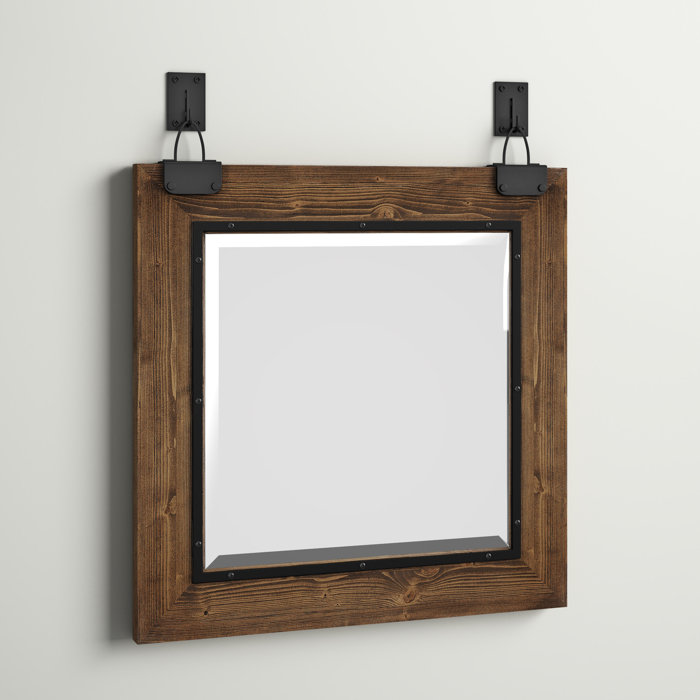 Millwood Pines Wood Square Wall Mirror & Reviews | Wayfair