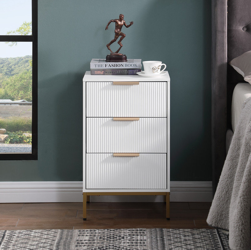 George Oliver Nightstand with 3 Drawers,Mid-Century Modern End Table ...