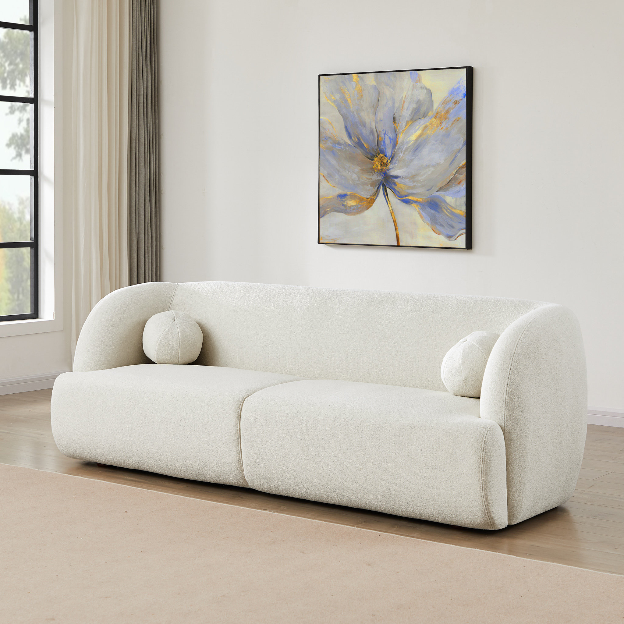 Wade Logan® Ashunta 87'' Boucle Recessed Arm Sofa & Reviews | Wayfair