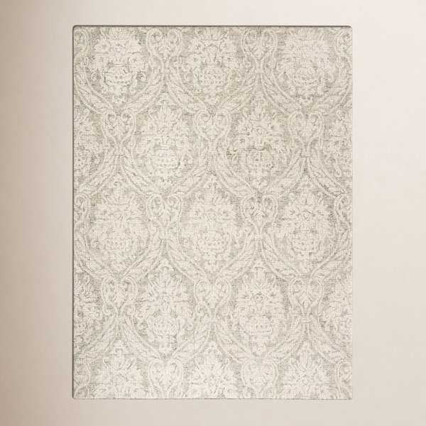 Birch Lane™ Rosemarie Abstract Handmade Tufted Wool Gray/Ivory Area Rug ...
