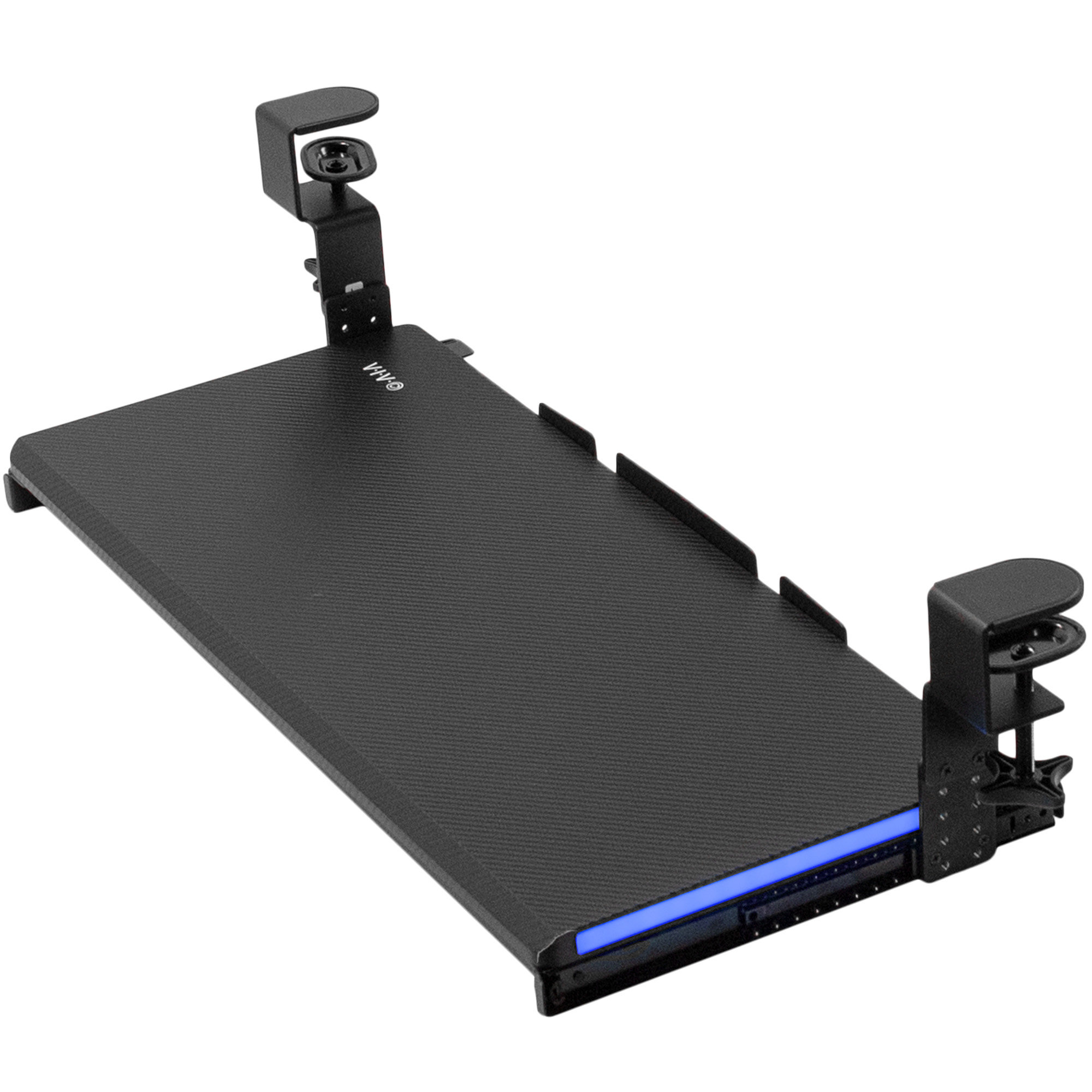 Vivo Black Clamp-on Height Adjustable Keyboard Tray with RGB Lights ...